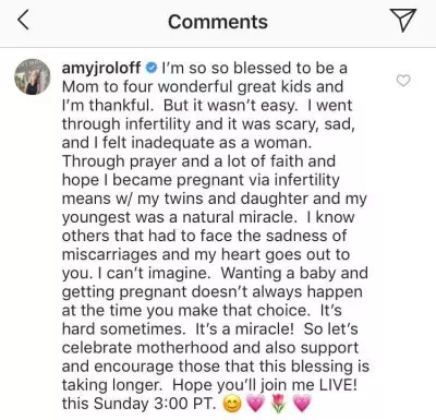 Amy Roloff ภาวะมีบุตรยาก