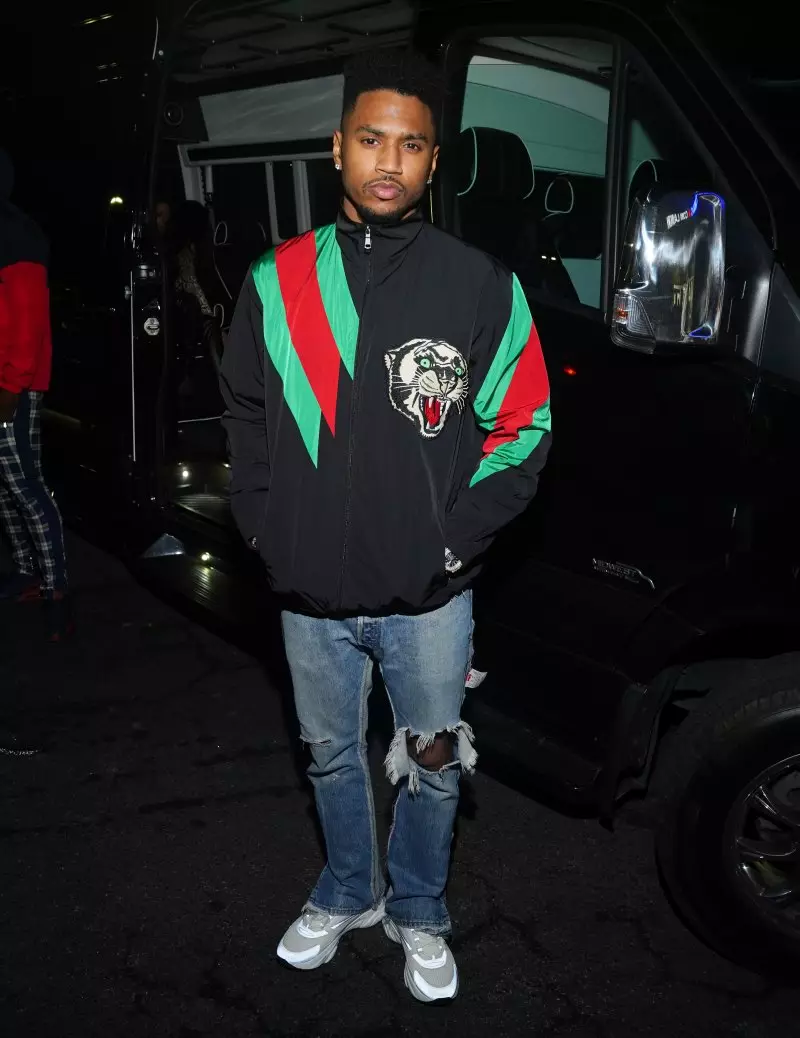 Trey Songz ripped jeans gucci jacket ລູກຊາຍ