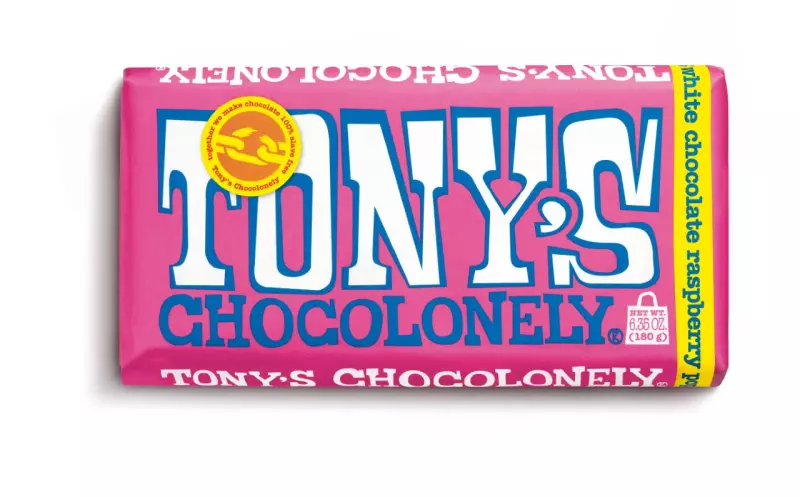 ស្ករគ្រាប់ពណ៌ស Raspberry Popping របស់ Tony's Chocolonely