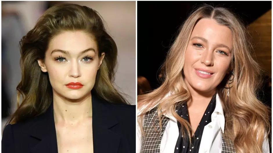 Gigi Hadid trên đường băng cho nhà mốt Lanvin trong Tuần lễ thời trang Paris với mái tóc to và son môi đỏ hình ảnh chia đôi cùng Blake sống động mặc áo vest kẻ caro và áo blouse trắng tại Michael Kors Show trong NYFW