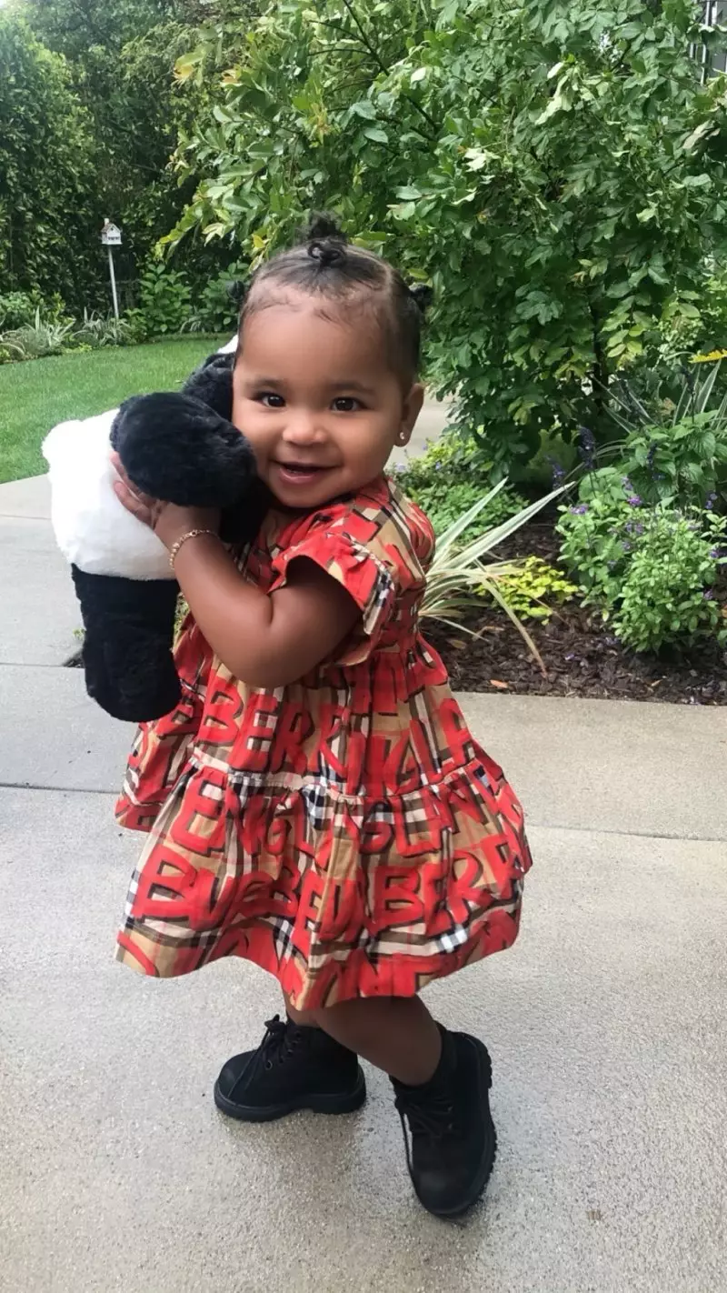 True Thompson burberry dress panda bear khloe kardashian instagram tristan thompson daughter