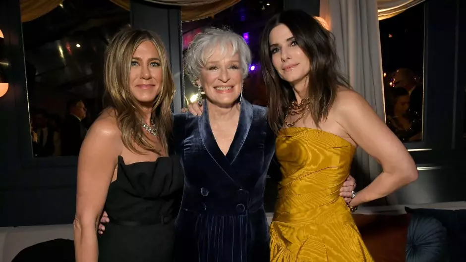 Sandra Bullock, Jennifer Aniston in Glenn Close Golden Globes Afterparty Netflix