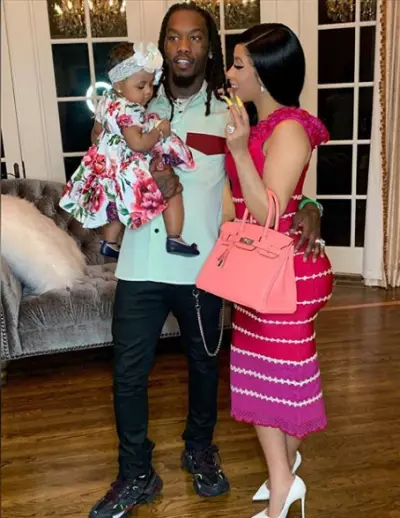 Cardi B at Offset Holding their Daughter, Kulture.