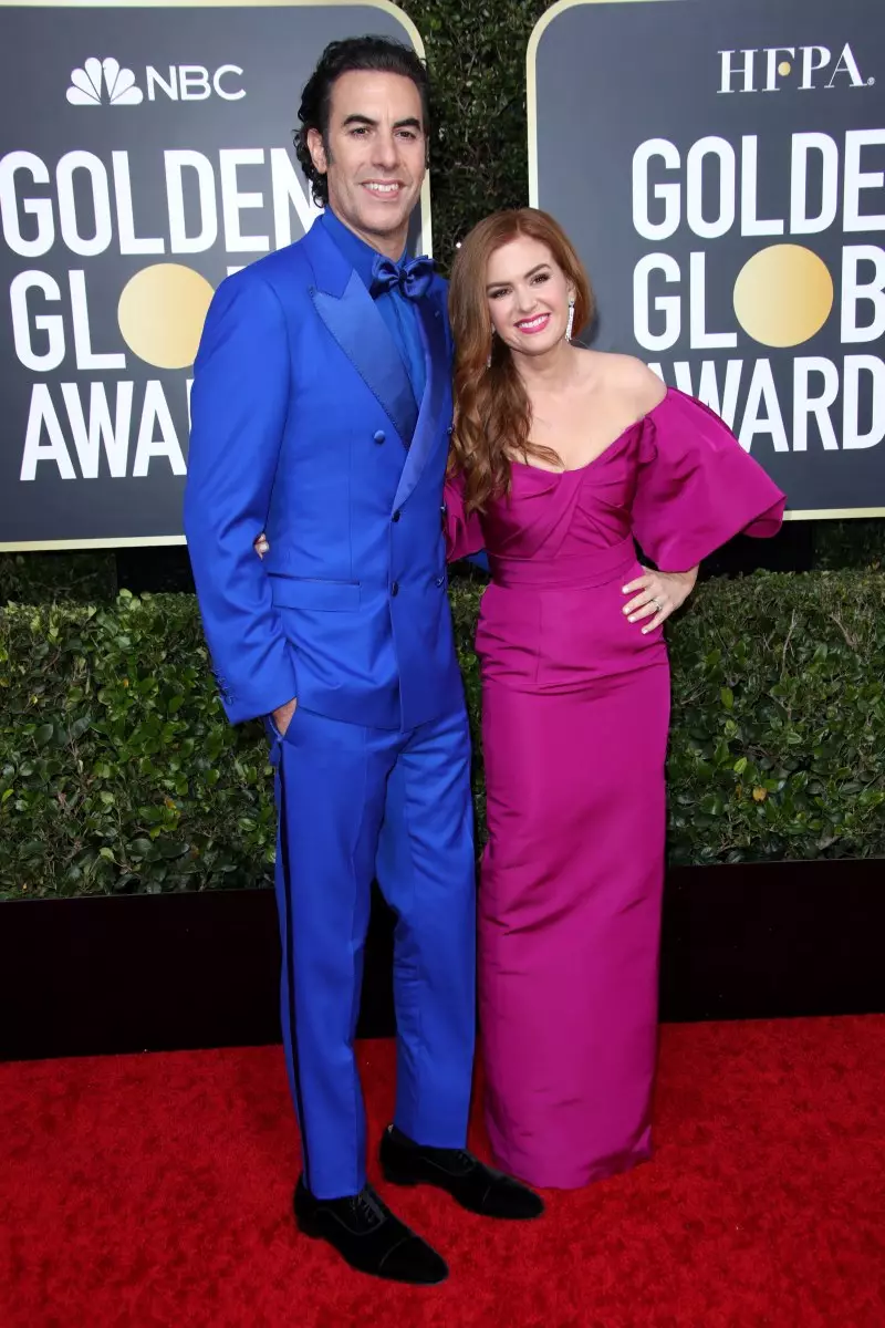 Isla Fisher da Sacha Baron Cohen a Golden Globes