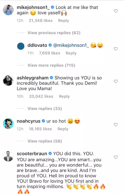 Demi Lovato eta Mike Johnson Flirty Instagram Exchange