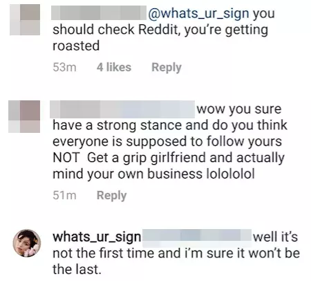 Zamućen komentar na Instagramu