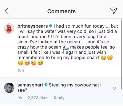 Britney Spears komentáre na Instagrame