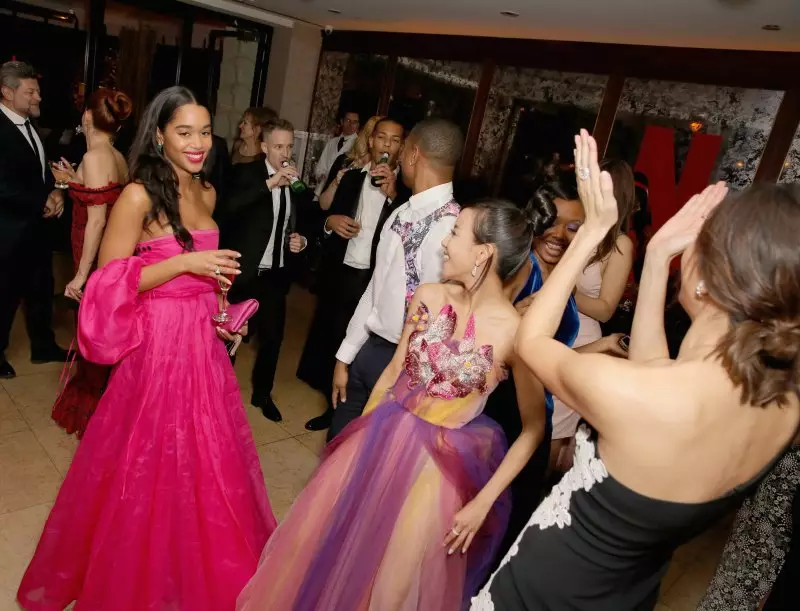 Laura Harrier, Michael B. Jordan, Fiona Xie naGemma Chan Netflix 2019 SAG Awards After Party