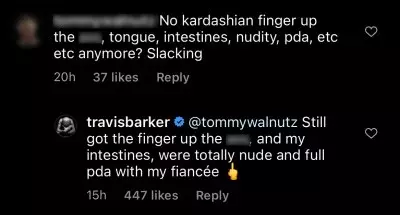 Travis Barker, Kourtney Kardashian PDA에 대한 NSFW 논평에 다시 박수