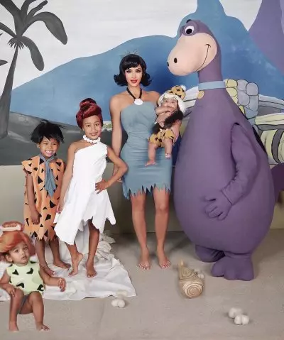 Kim Kardashian the Flinstones Family Costume Chicago West Photoshopped in Family Picture