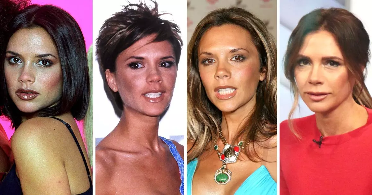 Victoria Beckham-en kirurgia plastikoaren eraldaketa urteetan zehar