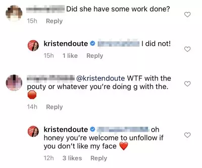 Pump Rules Alum Kristen Doute aplaude de volta Trolls Cirurgia plástica Trabalho feito em seu rosto