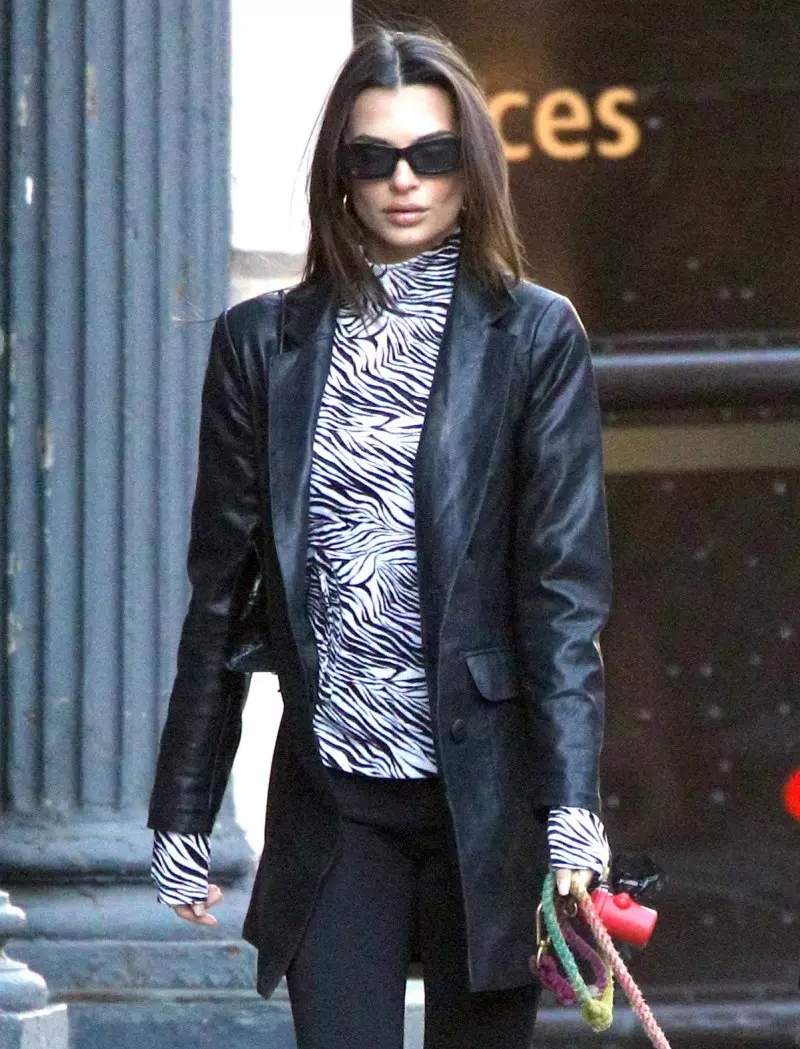 Emily Ratajkowski i el seu gos van a passejar per Nova York