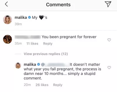 Malika Haqq Instagram వ్యాఖ్యలు