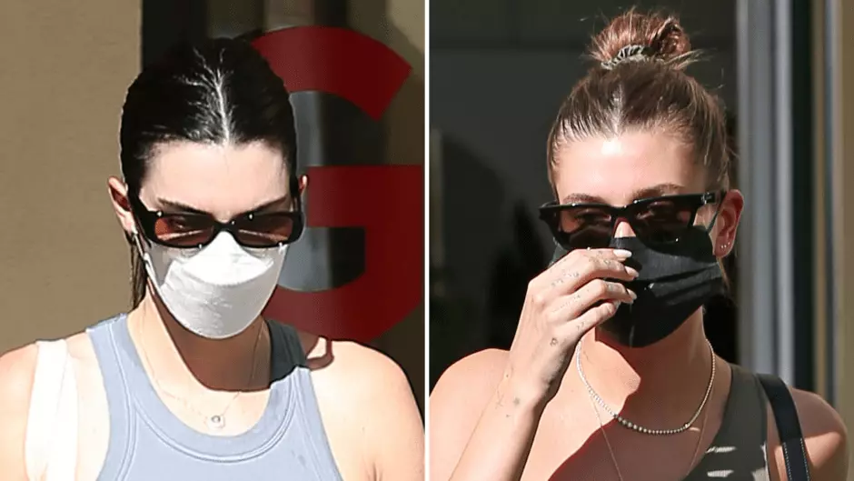Las mejores amigas Kendall Jenner y Hailey Bieber hacen alarde de sus abdominales al salir de Pilates: ¡Mira las fotos!