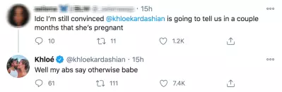 Khloe Kardashian applaudit à la copie des rumeurs de grossesse