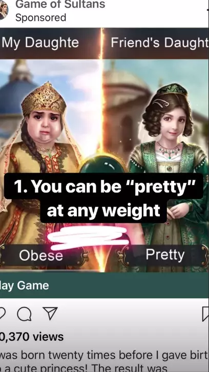 Demi Lovato fat shaming Instagram ad