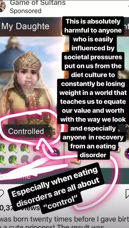 Demi Lovato fat shaming instagram ad post