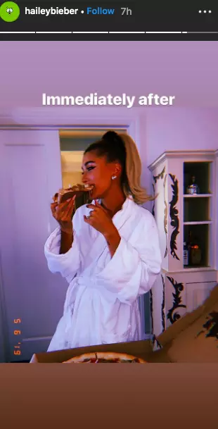 Pizza Hailey Baldwin Bieber bi gala 2019 re hevdîtin kir