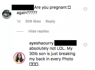 Ayesha Curry kommentar graviditet sønns vekt baby canon stephen curry