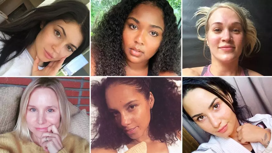 Celebs drage gjin make-up Kylie Jenner Lizzo Carrie Underwood Kristen Bell Alicia Keys Demi Lovato