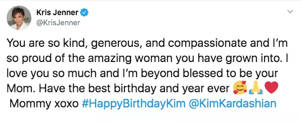 Kris Jenner desitja un feliç aniversari a Kim Kardashian