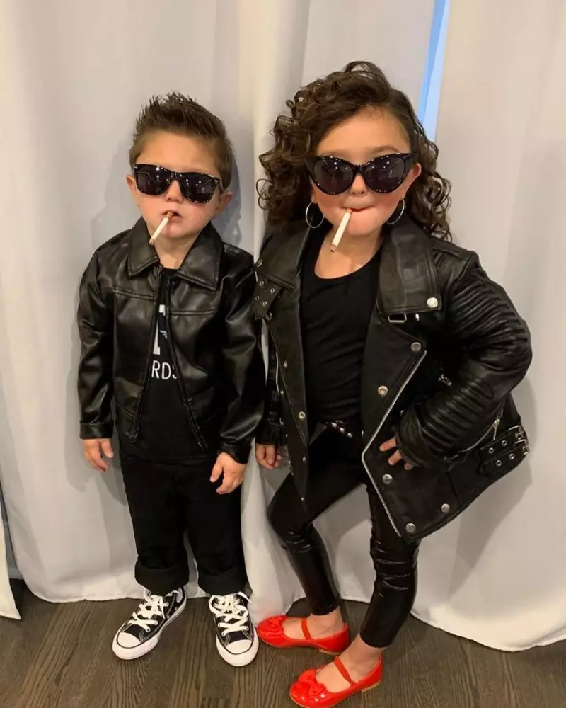 Gwisgoedd Calan Gaeaf Celebrity Kids 2019, Meilani a Greyson Mathews