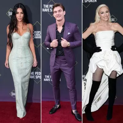 Kim Kardashian nosi Versace, Tyler Cameron ljubičasto odijelo u crnoj košulji i Gwen Stefani 2019 Peoples Choice Awards