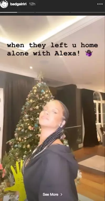 Rihanna tančí před Vánocemi poté, co byla sama doma s Alexou a je to velká nálada