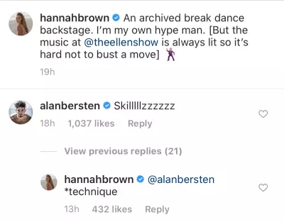 Alan Bersten felicita os movementos de baile de Hannah Brown sobre Ellen