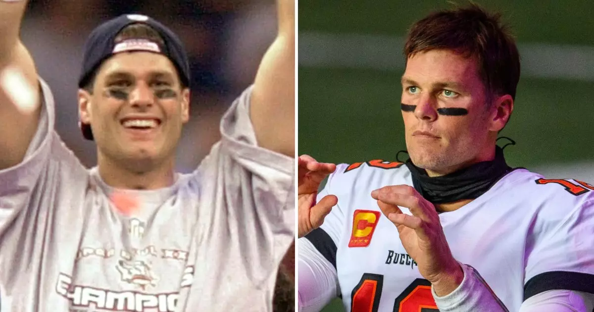 Tom Brady Transformation: NFL Star Young එදිරිව දැන් ඡායාරූප