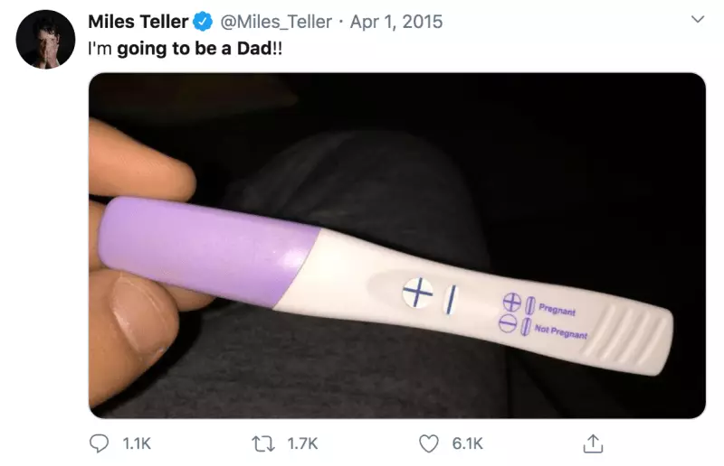 Miles Teller Fa Pregnancy April Fools Day Prank