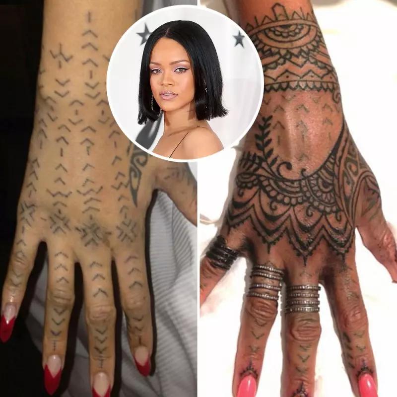 Kuphimba kwakukulu kwa tattoo ya Rihanna