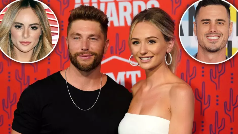 Chris Lane sareng Lauren Bushnell Pose Seuri sareng Insets of Amanda Stanton sareng Ben Higgins