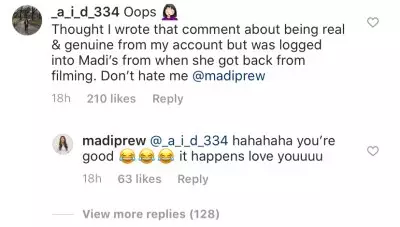 Madison Prewett IG:n kommentti