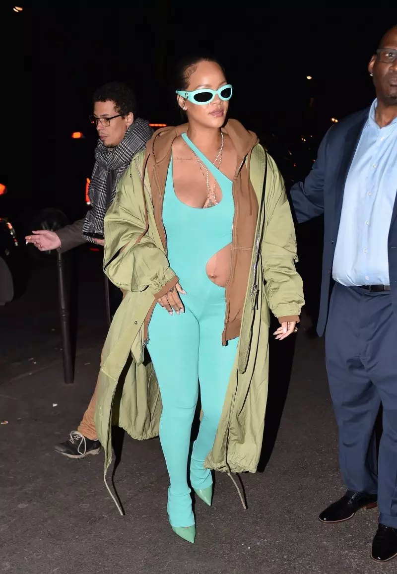 Rihanna Pregnant Blue Jumpsuit