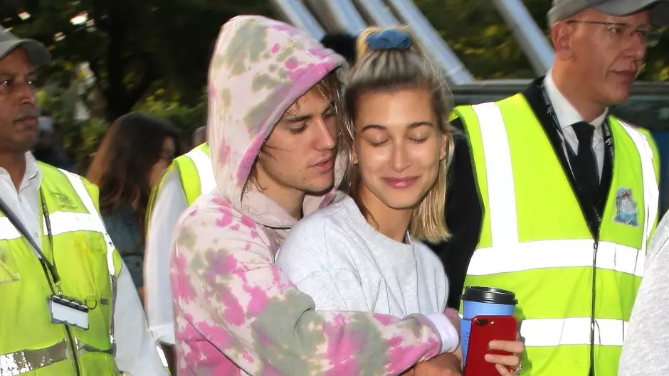 Justin Bieber ချည်ထားသော hoodie Hailey Baldwin scrunchie မီးခိုးရောင် ဇောချွေးများ