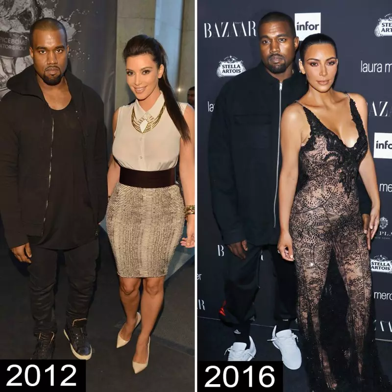Kim kardashian kanye na západ, pak nyní