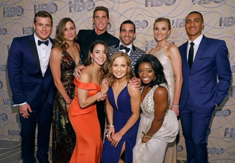 Colton underwood aly raisman olympians hbo golden Globes after party