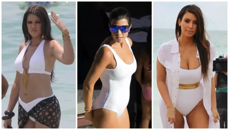 Khloe Kourtney Kim सफेद स्विमसूट