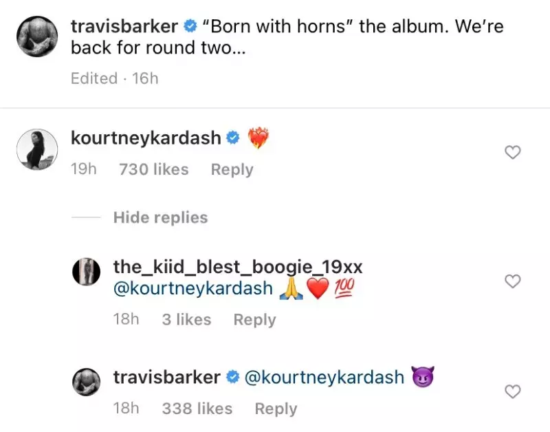 Kourtney iyo Travis waxay ku heelan yihiin Instagram