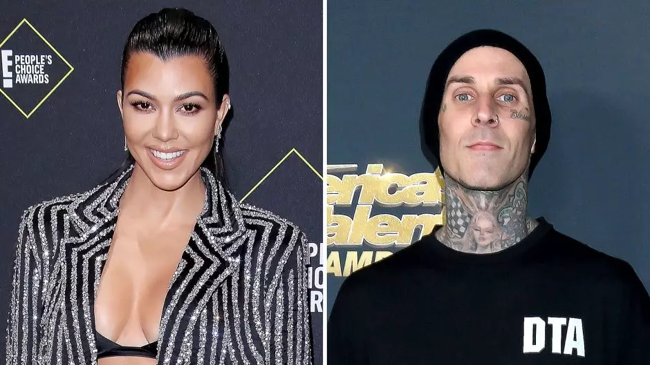 Kourtney Kardashian Travis Barker Pack PDA 1st Couple Photos