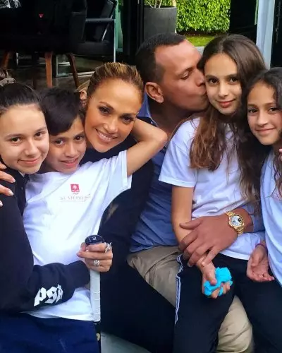 Jennifer Lopez og Alex Rodriguez og barna deres