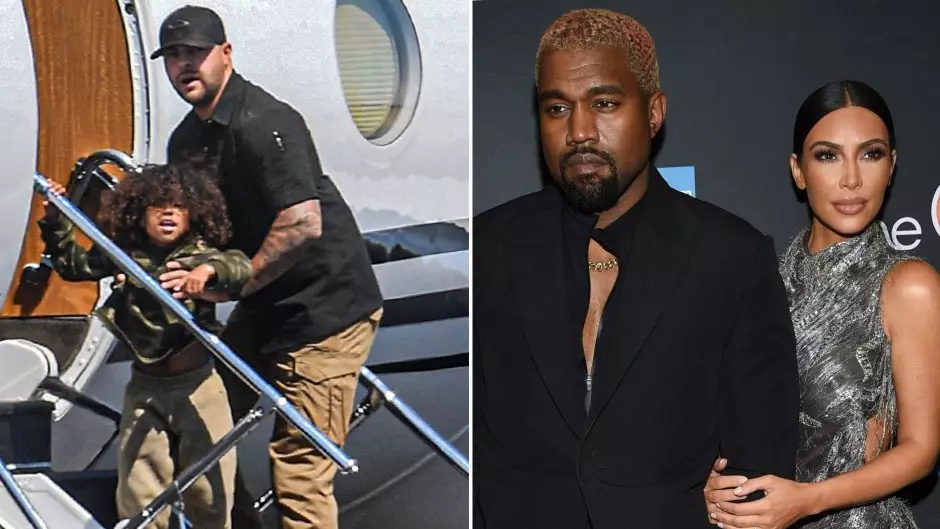 Saint West spatřen v letadle ve Wyomingu mezi Kimem a Kanye Drama