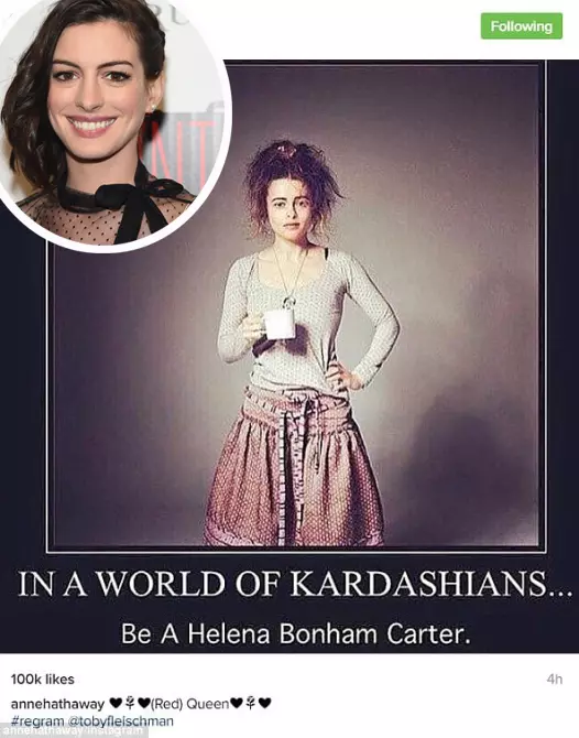 Anne Hathaway skasowała instagram