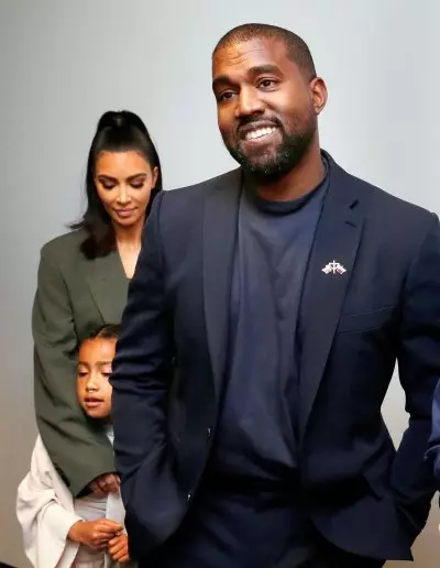 Kim Kardashian og Kanye West með Son Saint