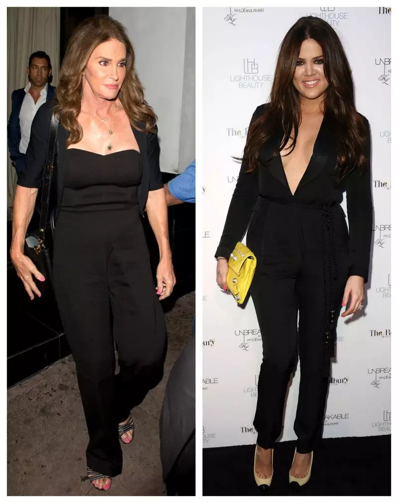 બ્લેક જમ્પસૂટ સ્પ્લિટકેટ khloe