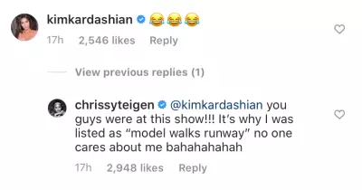 Chrissy Teigen ma Kim Kardashian IG Exchange