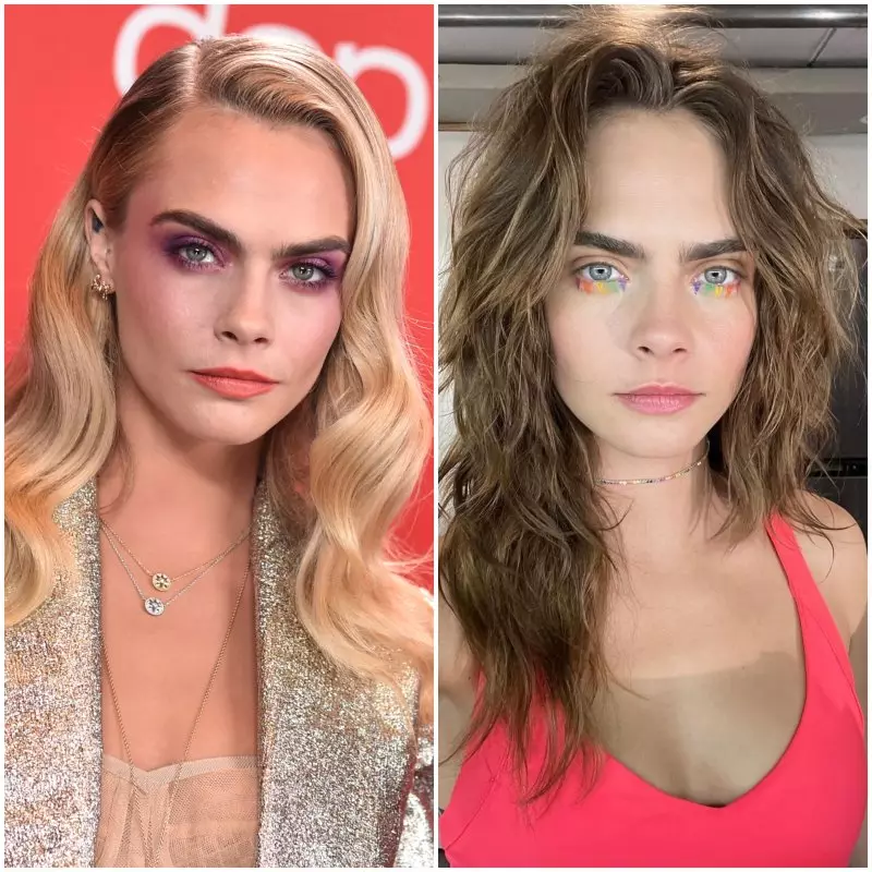 Cara Delevingne Brunette 2021 Mgbanwe ntutu