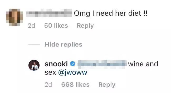 Komentář Nicole na Instagramu